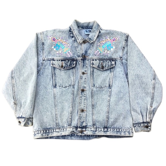 Vintage | Jackets & Coats | Vintage 8s Acid Wash Neon Southwest Native ...